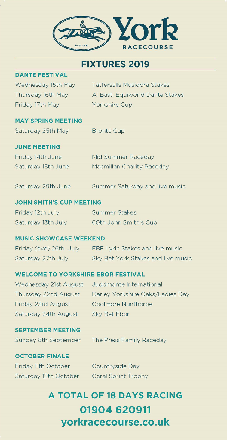 2019 Racing Fixture Details | York Racecourse